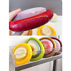 Taoddoe Silicone Avocado Saver Onion Storage, Set of 4 Reusable Fruit Containers for Fridge,Airtight Fresh Vegetable Keeper for Garlic, Onions, Lemon Freshness Box