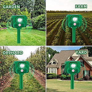 Jahy2Tech Ultrasonic Animal Repellent Outdoor Deer Repellent Devices Sonic Cat Repellent with Motion Sensor & Strobe Light, Skunk Rabbit Raccoon Repellent Solar Animal Repeller Deterrent for Yard