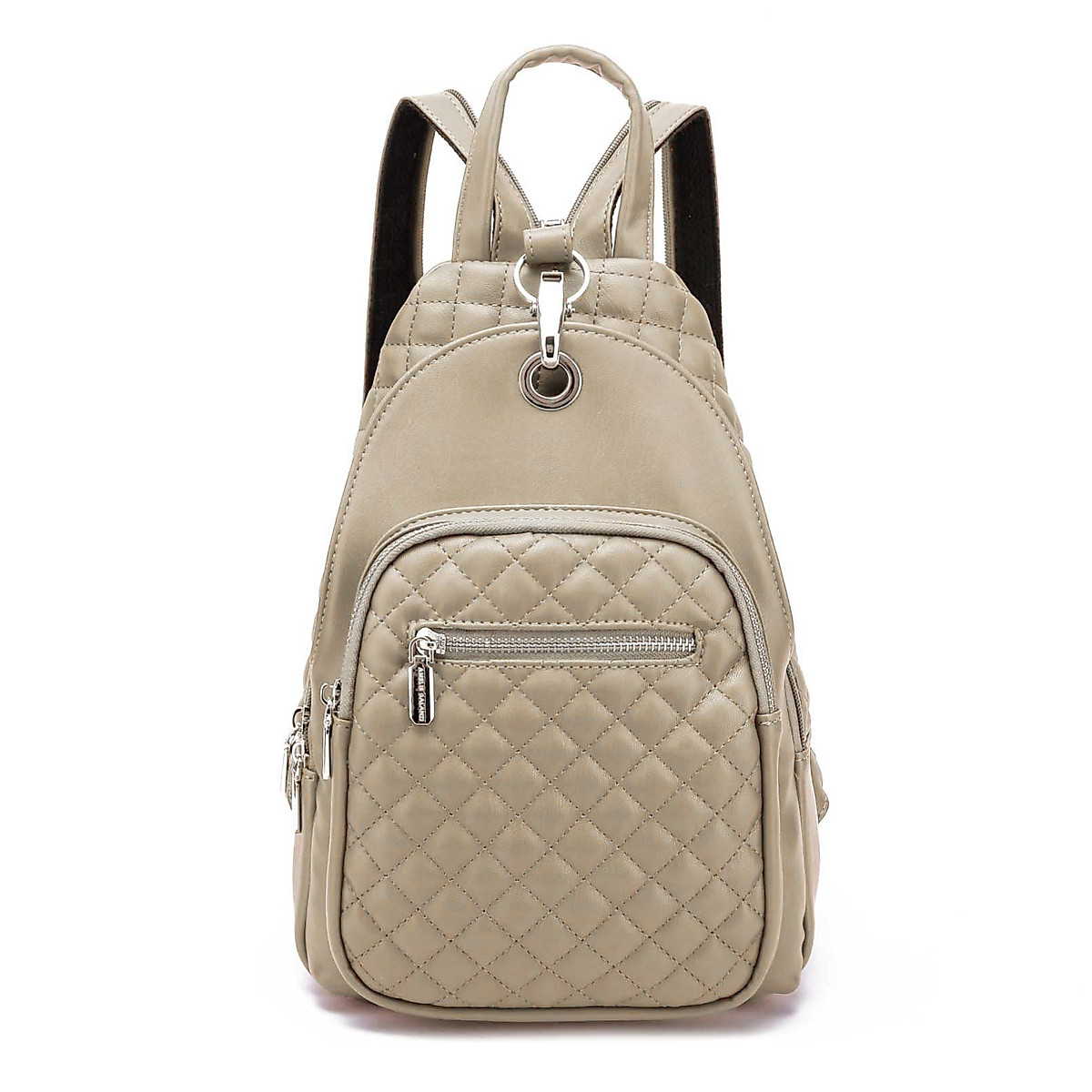 AMELIE GALANTI PU Leather Small Backpack Purse for Women,Small Crossbody Sling Bag Multipurpose Chest Bag for Women Cycling (Beige-1)