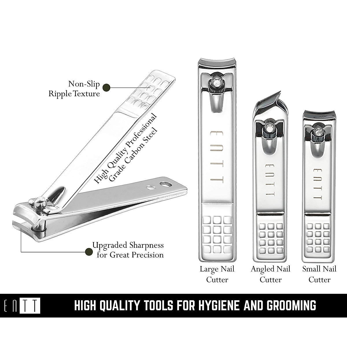 ENTT Manicure Pedicure Grooming Set Kit Gift for Men/Women – 18 Piece Steel Finish Tools - Premium Quality Sharp Professional Nail Clippers – For Home, Travel – All Purpose – Black Case