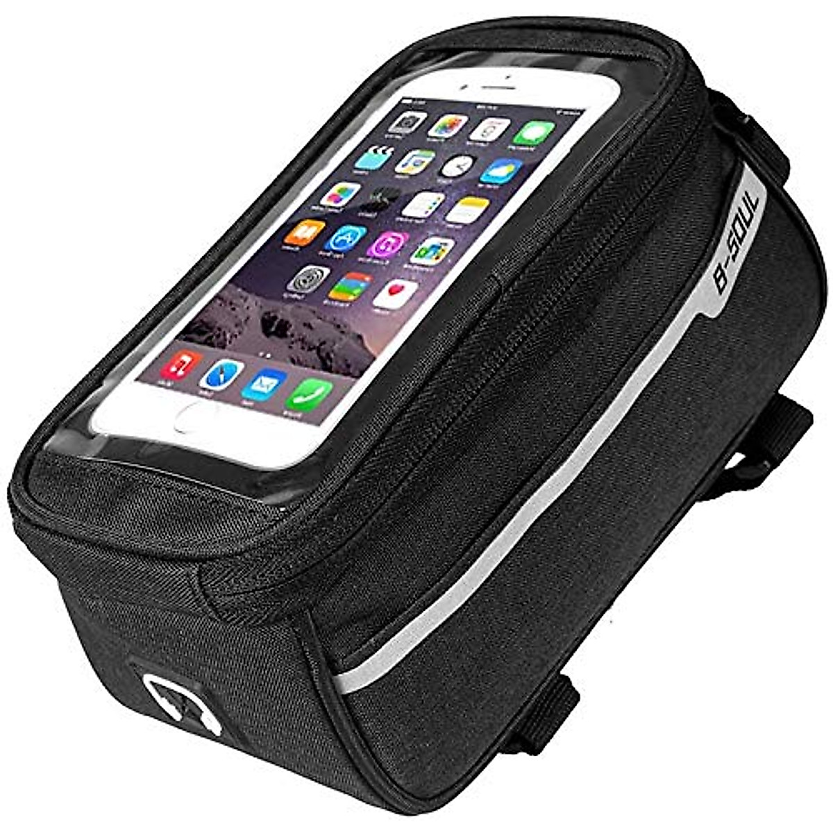Bike Phone Mount Bag Cycling Bicycle Front Frame Top Tube Handlebar Bag with Touch Screen Holder Case for Samsung Note 20 Ultra S20 Ultra S20 Plus A51 A71 Moto Edge G Plus Power Stylus (black)