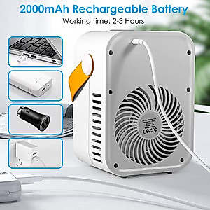 Portable Air Conditioner Fan,Personal Evaporative Air Cooler Quiet Desk Fan with Handle,Rechargeable Humidifier with 7 Colors Light,3 Speeds & 3 Spray Modes for Room Office Home Travel,White 2021s