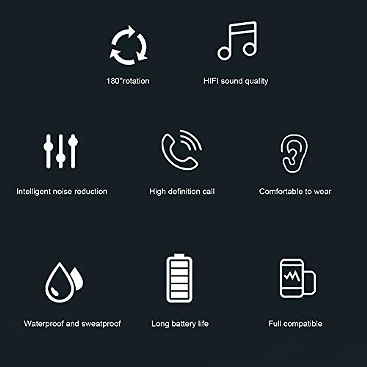 214 Wireless Bluetooth Headset,Portable Waterproof Stereo Surround Sports Headphone with HiFi Sound,Noise Cancelling,180 Degree Rotation,for Mobile Phones/Tablets PC