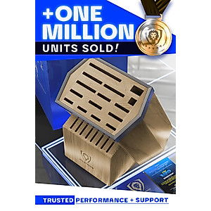 DALSTRONG Universal Knife Block - 23 Slots - Premium American Ash Wood - Aluminum Alloy Rim Kitchen Set - Lion Head Logo Badge - Premium Craftsmanship Knife Set - Angled For Ergonomics - Cleans Easily