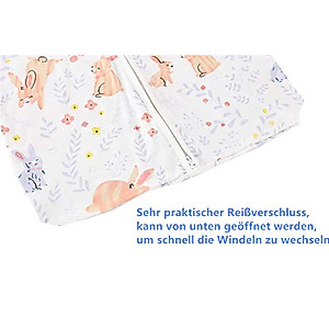 Chilsuessy Baby Wearable Blanket Unisex Cotton Sleep Bag Ultra Soft Baby Sleeping Sack 0.5 TOG Summer Sleeveless Sleeping Bag for Toddler Boys and Girls, Cute Bunny, 130cm/5-6 T