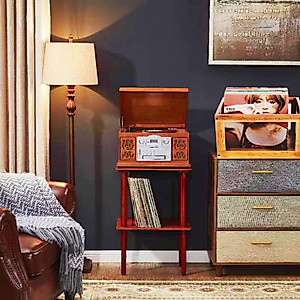 AMMKARE Vinyl Record Storage Crate Wooden Record Holder, Wooden LP Record Storage Box Album Shelf Vinyl Record Storage Cube Record Record Organizer Box Storage