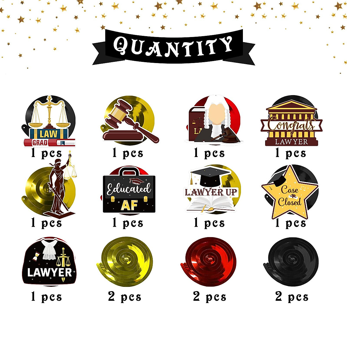 INNORU Congrats Lawyer Hanging Swirls Streamers, Foil Ceiling Lawyer Graduation Party Swirls Supplies, Law School Graduation Party Hanging Decorations Supplies 15 PCS