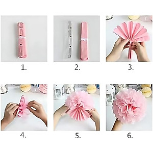 Hot Pink Tissue Paper Pom Poms Paper Flower Ball 12Pcs for Wedding ,Bachelorette, Baby Shower, Bridal Shower and Pink Party Decorations(8 &10 & 12 inch)