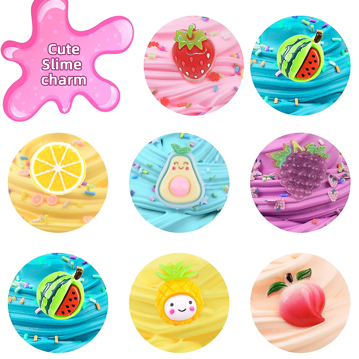 Butter Slime Kit 8 Pack, Including Lemon, Grape, Pineapple Etc Fruit Slime Accessories, Super Soft and Non-Sticky, Educational Stress Relief Slime Toys for Girls Boys