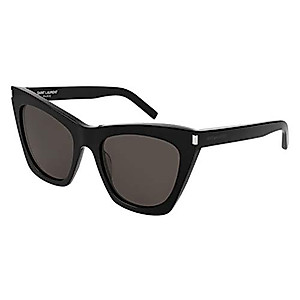 SAINT LAURENT Women's Kate Cat Eye Sunglasses, Black/Black/Grey, One Size