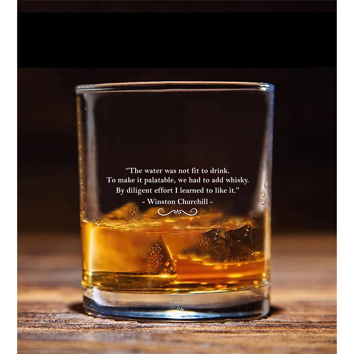 QPTADesignGift Winston Churchill Quote Whiskey Glass - Whiskey Glass Etched - Whiskey Quotes - Funny Birthday Gift - Fathers Day Glass - Funny Birthday Gift