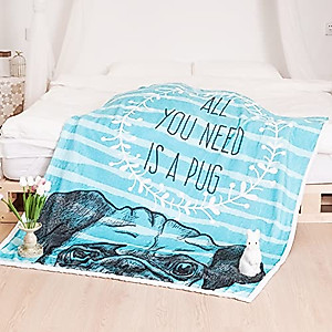 Blytheyes Dog Throw Blanket Soft Fleece Pet Blanket Sherpa Plush Fuzzy Dog Blanket Bed Blanket Super Soft Flannel Sofa Blanket Dog Pattern Blanket for Office, Bedroom, Travel, All Seasons 50 * 60inch