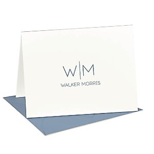 Personalized Stationery Folded Note Cards with Envelopes Set (A2 & A7) - Monogrammed Card w/Custom Name, Text, & More - Modern Stationery Thank You Cards - Classy Desk Supplies - Thin Line Folded