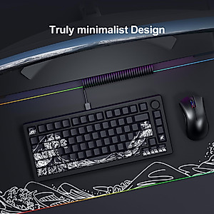 XVX Shine Through Keycaps - Double Shot PBT Keycaps 60 65 75 100 Percent, Side Print Key caps Custom 131 Keys Set, Dye Sub Wave of Kanagawa Key caps for Mechanical Keyboards