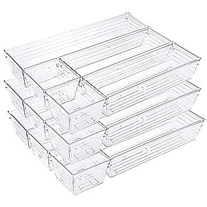 Kingrol 15 Pieces Clear Drawer Organizers, Drawer Divider Storage Bins, Desk Storage Box Set for Kitchen Utensils Bedroom Makeup Vanities Jewelries Office & Craft Supplies