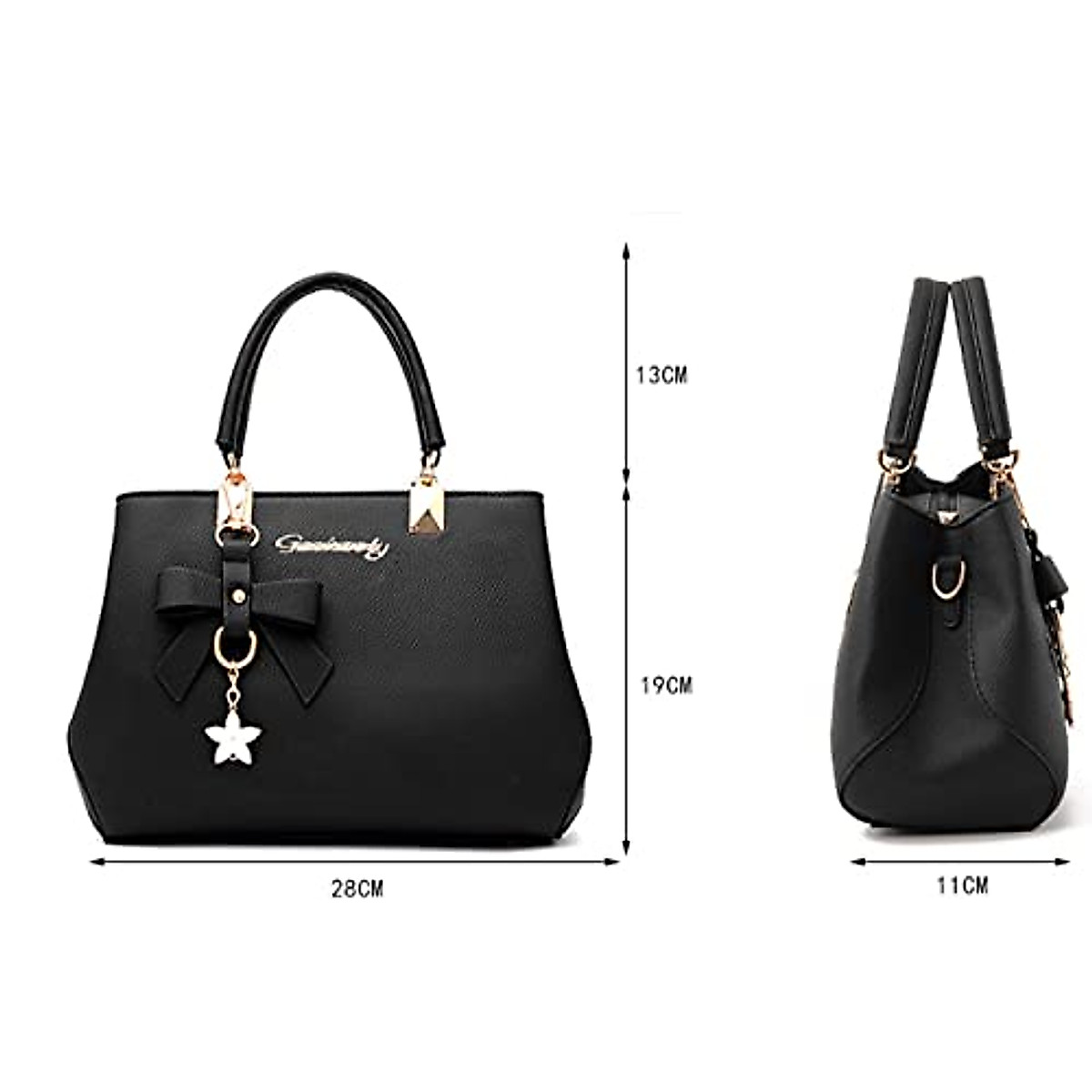 Dreubea Womens Handbag Tote Shoulder Purse Leather Crossbody Bag Black