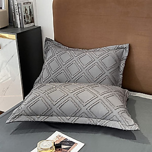 MorroMorn 5 PCS Boho Bedding Sets, Textured Duvet Cover Set, Tufted Comforter Covers, Diamond Jacquard Soft Breathable Neutral for Men Women Bed All Seasons (Grey, King/California King)