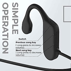 Wireless Bluetooth Headset, Hanging Ear Bluetooth Headset, Osteoconductive Headset, Sports Headset Business Headset, 360° Stereo Noise Reduction Ear Protection Waterproof Bluetooth Headset (Black)