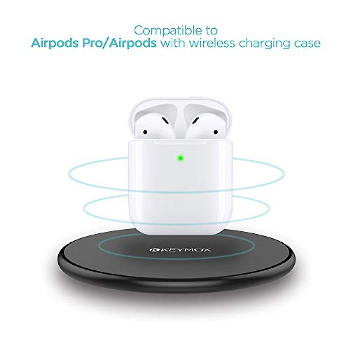 KEYMOX Qi-Certified Wireless Charger for iPhone13/ 12/12 Mini/12 Pro Max / SE, 11, 11 Pro, 11 Pro Max, XR, Xs Max, XS, X, 8, 8 Plus, 10W Fast-Charging Galaxy S20 S10 S9 S8, Note 10(No AC Adapter)