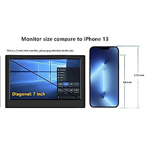 LONCEVON 7 inch Mini Monitor HD 1080P Small HDMI Monitor Portable VGA Monitor LCD Screen for PC/TV/DVD/Raspberry PI/Camera/Gaming; IPS 1024X600 Pixels; Build in Speakers&Earphone Jack