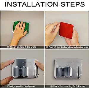 ATLANTICMop Holder, Modern Wall Mounted Heavy Duty Stainless Steel Storage Rack Organization Tools, Kitchen Garden Garage Or Bathroom Organization. (PACK OF 1.)