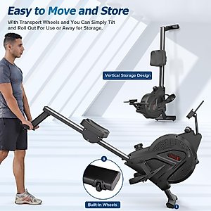 Dripex Rowing Machines for Home Use, Rowing Machine Max 350 LBS, Professional Magnetic Rower with 16 Levels of Workout Resistance, Durable Slide Rail, LCD Monitor, Row Machine for Gym Exercise