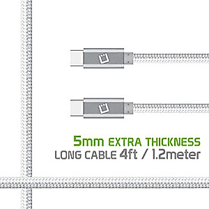 Dual USB-C/PD 60W Fast Charging Cord Compatible with ZTE Blade V20 Plus 5Gbps Data Transfer for Power Delivery Hi Capacity Charging (White)