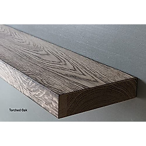 Urban Legacy Modern Hardwood Floating Accent Shelves | Set of 2 | Torched Finish (24" x 7" x 2", Torched Oak)