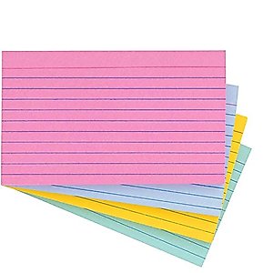 Emraw Ruled Colored Index Card Plain Back 3”x5” – For School, Home & Office (Pack of 200 Count)