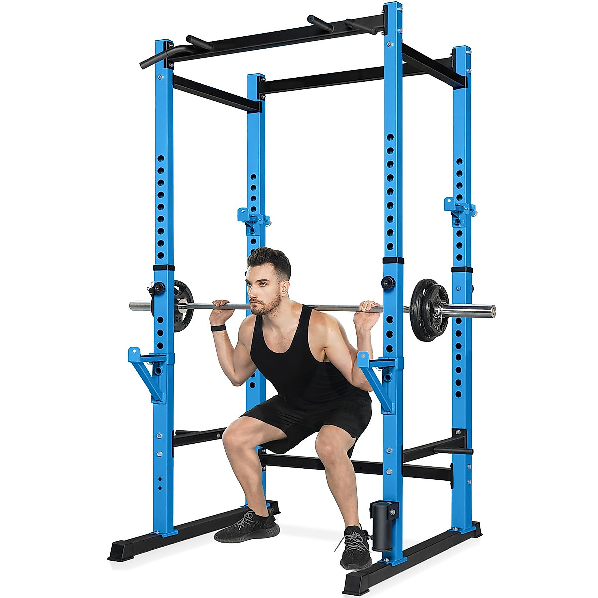 Bongkim Power Rack, Rack Cage for Weight Training, Adjustable Squat Stand Rack for Home Gym Equipment, Lifting Cage with 660lb Capacity (Blue)