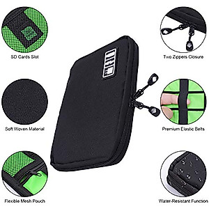 iiteeology Smartwatch Accessories Organizer, Universal Electronics Accessories Travel Storage Bag for Watch Bands, Extra Pocket for Magsafe Charger, Cable, Headphone, USB, SD Cards, Black