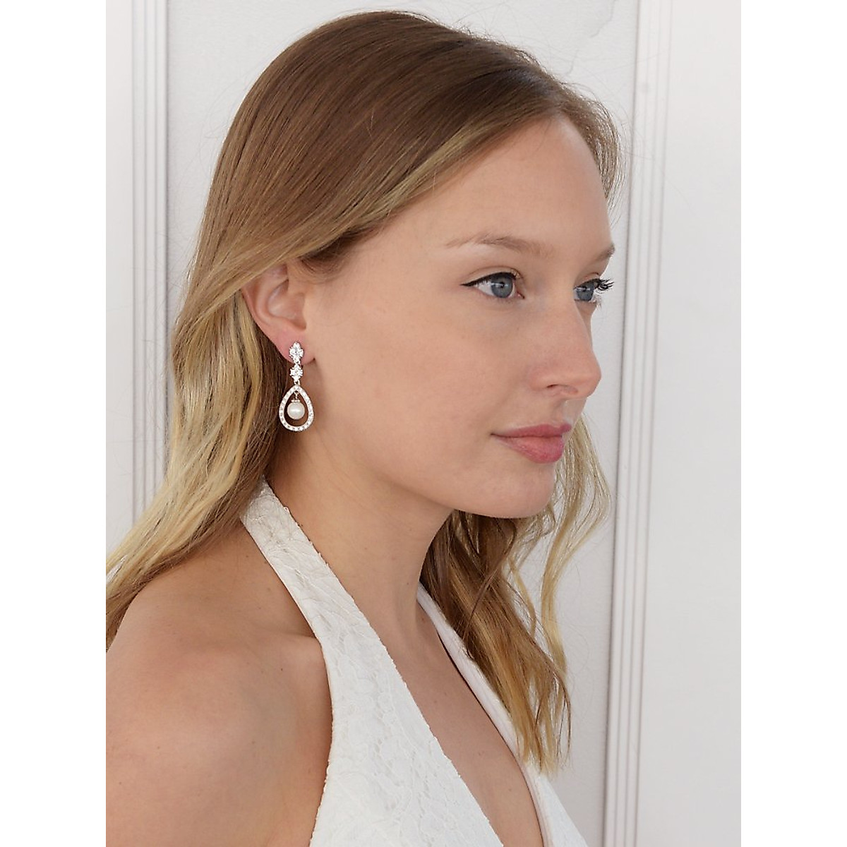 Mariell Pearl Bridal Wedding Earrings for Bride, Pearl Jewelry for Bridesmaid, Prom, Mother of the Bride