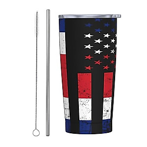 VKKOEWL Costa Rican American Flag Costa Rica Roots Stainless Steel Insulated Tumbler 20 Oz Travel Water Bottle Coffee Mug Drink Cup With Lid Straw