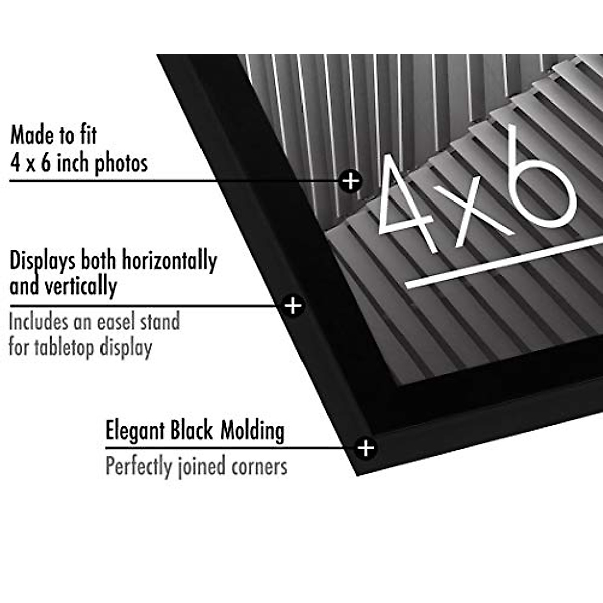 Americanflat 4x6 Picture Frame in Black - Thin Border Photo Frame with Shatter Resistant Glass - Horizontal and Vertical Formats for Wall and Tabletop