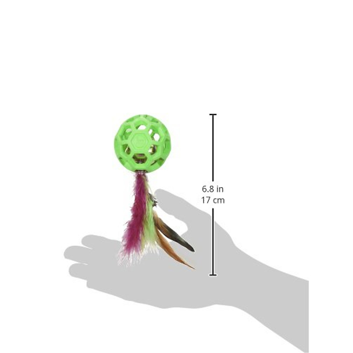 JW Pet Cataction Feather Ball with Bell, Cat Toy, Green, 1 Count (Pack of 1) (71059)