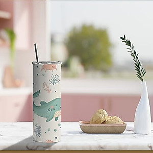 Tumbler with Lid and Straw Cute Cartoon Sea World thermos coffee travel mugcute cups 20 oz insulated tumbler for Daily Holiday Decor Gift coffee cup