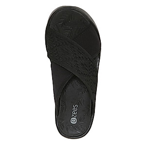 BZees Womens Sundance Slide Sandal Black 6.5 M