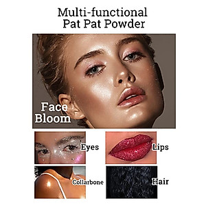 Polvo De Hadas Makeup Powder, Highlighter Powder Stick Body Shimmer Patting Powder Glitter High Gloss Sparkle Loose Brighten Face Body Lips Eyes Glow Cosmetic White Moonbeam (6 Colors Set)