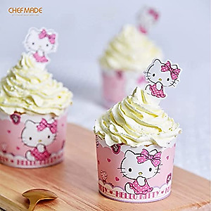 CHEFMADE Hello Kitty Girl Muffin Liners, 25Pcs 2oz Non-Stick Cupcake Paper Baking Cups for Oven Baking 2.4" x 2"