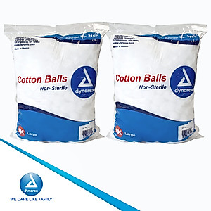 Dynarex Cotton Ball, Non-Sterile and Large, Latex-Free, Pack of 2000