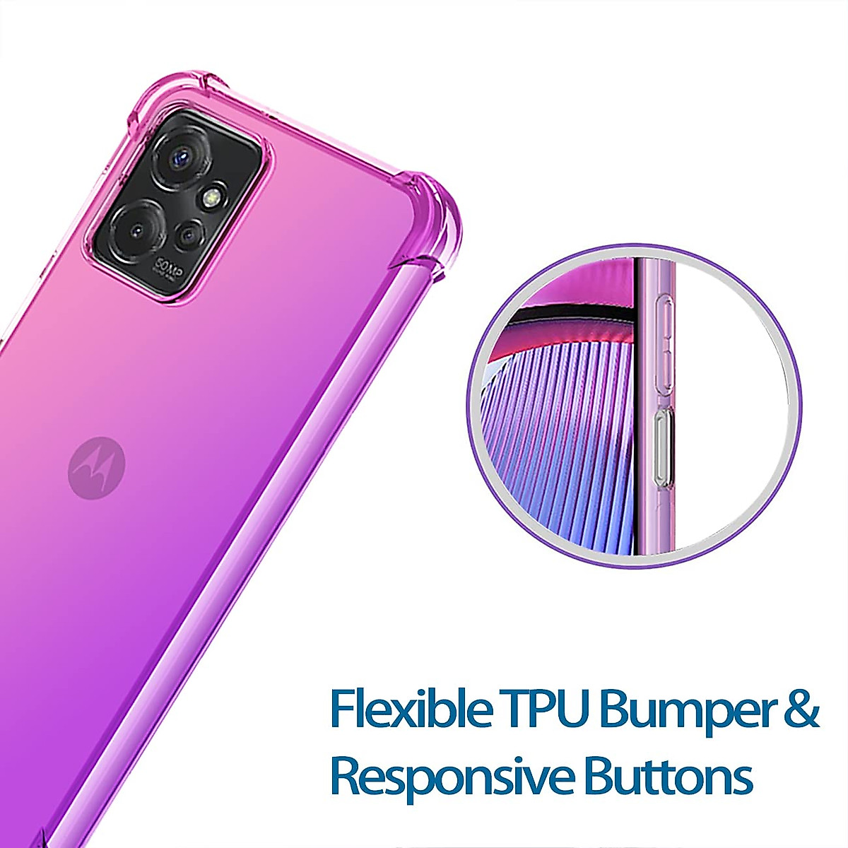 KOARWVC Case for Motorola ThinkPhone Case, Moto ThinkPhone 5G Case, Crystal Clear Case Gradient Slim Anti Scratch TPU Shockproof Protective Phone Cases Cover for Motorola ThinkPhone (Pink/Purple)