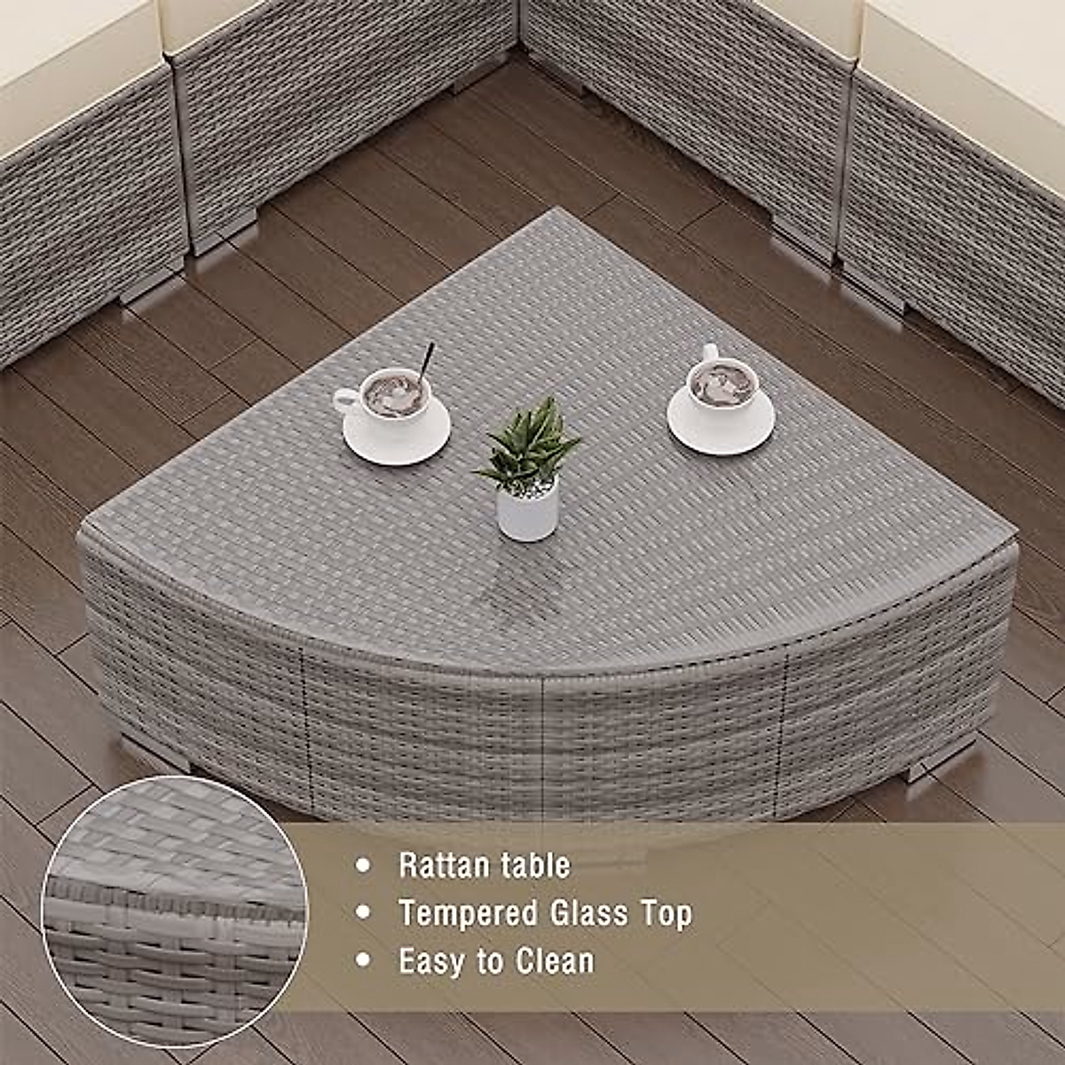 6 Pieces Patio Furniture Sets Outdoor Couch, Modular Rattan Outdoor Sectional Sofa Patio Set, All Weather Pe Wicker Patio Conversation Sets for Lawn, Garden, Backyard, Poolside