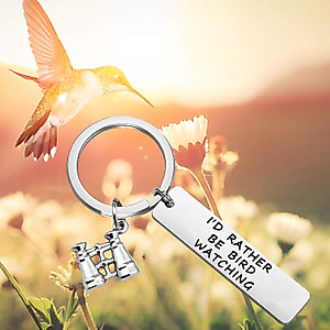bobauna I'd Rather Be Bird Watching Keychain With Binoculars Charm Ornithology Gift For Ornithologist Bird Watcher (bird watching keychain)