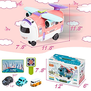 Itcaoseklu Airplane Toy, Kids Play Helicopter Toy with Sound & Light, Musical Airplane Toy for Toddler, Educational Helicopter Piggy Bank Toy Gift for 3 4 5 6+ Kids Boys Girls, Red