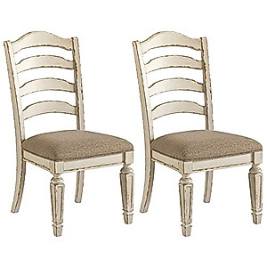 Signature Design by Ashley Realyn Dining Room Extension Table, Chipped White & Design by Ashley Realyn Dining Room Upholstered Chair Set of 2, Antique White