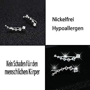 Ear Cuffs Climber Earrings for Women S925 Sterling Silver Hypoallergenic 7 Diamonds Earring with Cubic Zirconia Bridal Wedding Earrings for Birthday Present (Rose Gold) (Rose Gold)