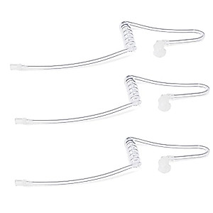 3 Pack Replacement Acoustic Coil Tube Universal Clear Transparent Surveillance Kit for Motorola Baofeng Kenwood Radio Earpiece, Law Enforcement, Police Earpiece, Listen Only Earpiece