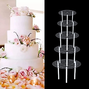 Ziqi 80 Pieces Plastic Cake Dowel Rods Set, 40 White Sticks Support with 10 Separator Plates for 4, 6, 8, 10, 12 Inch, 30 Clear Stacking Dowels Tiered Cakes