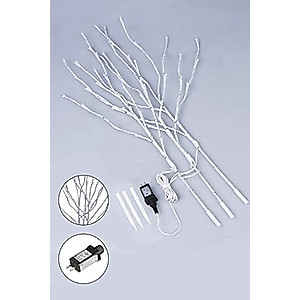Vanthylit 3PK 30'' Lighted Birch Twig Branches with 60 LED Warm White Bulbs Waterproof Adapter in for Outdoor and Indoor Decor