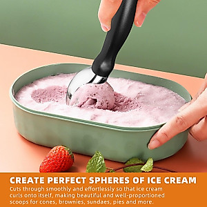 EWPJDK Ice Cream Scoop with Comfortable Grip Handle, Heavy Duty Stainless Steel, Perfect Shape Scoops, Ice Cream Scooper (Black)